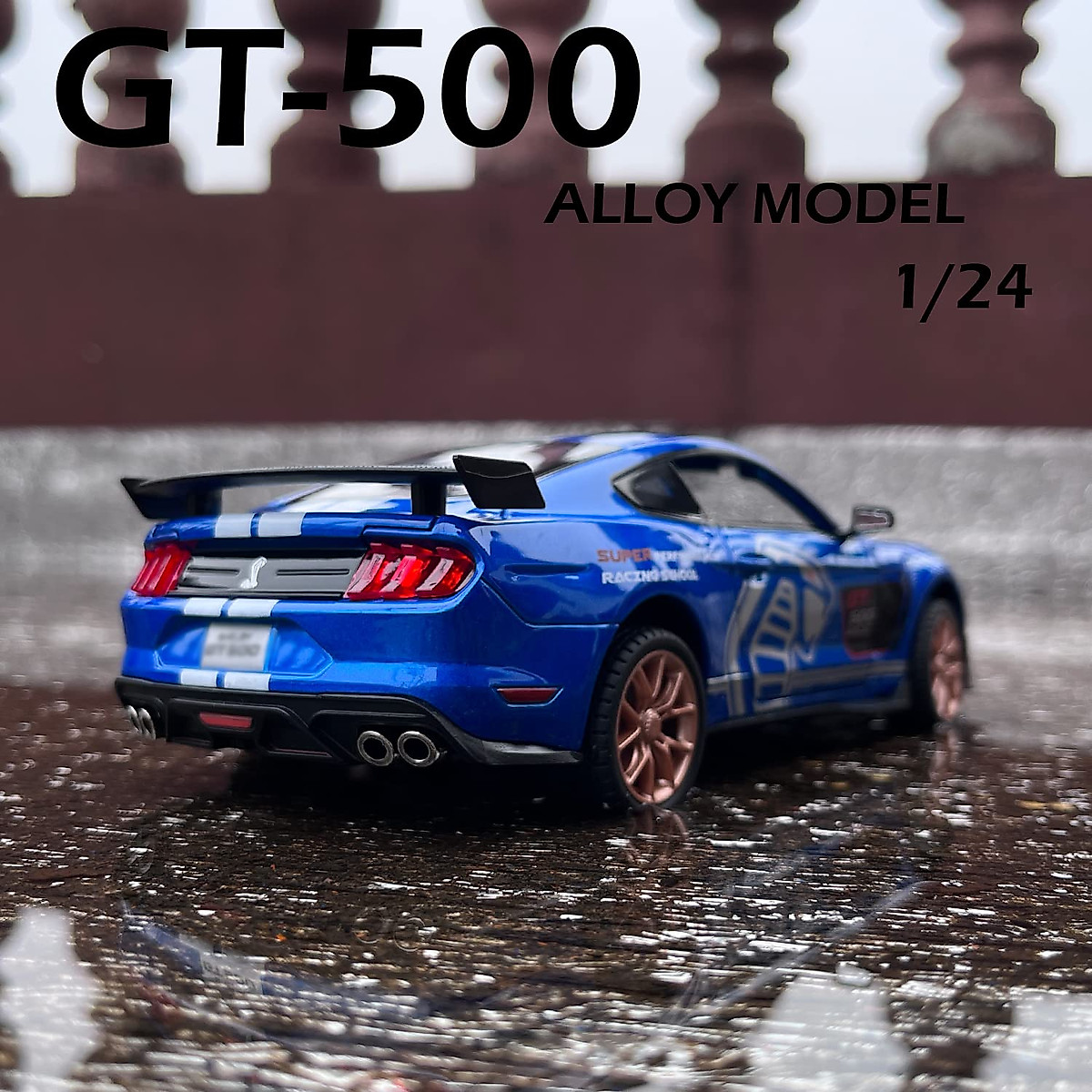 JACKIEKIM 1:24 Alloy Pull Back Car Diecast Model Truck for Forte Mustang,Collection, Mini Simulation Vehicles Toys for Kids,Boyfriend,Young Peoples Gift（Blue）