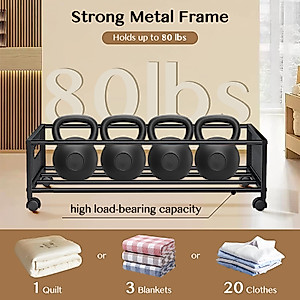 Futego Under Bed Storage with Wheels,2 Pack Under bed Storage Containers with Clear Lids,Rolling Underbed Organizer Drawer Bins with Sturdy Handles for Bedroom Closet Clothes Shoes Toys Books Blankets