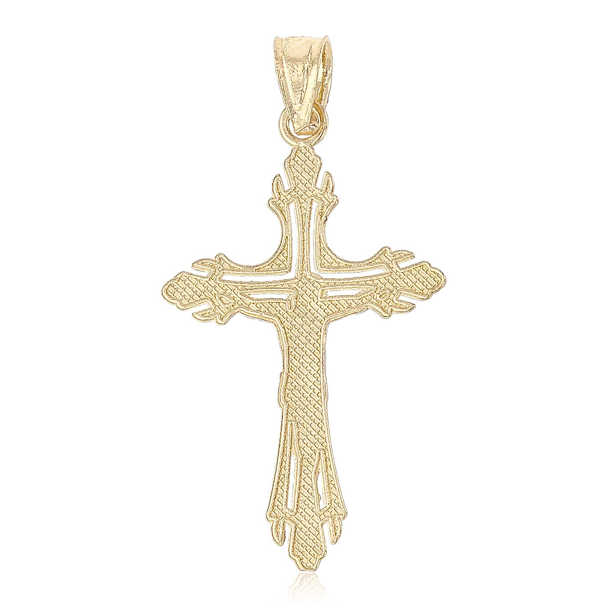 Ioka - 14K Gold Religious Jesus Christ Crucifix Cross Pendant For Necklace or Chain in Two Tone | Small Size Charm