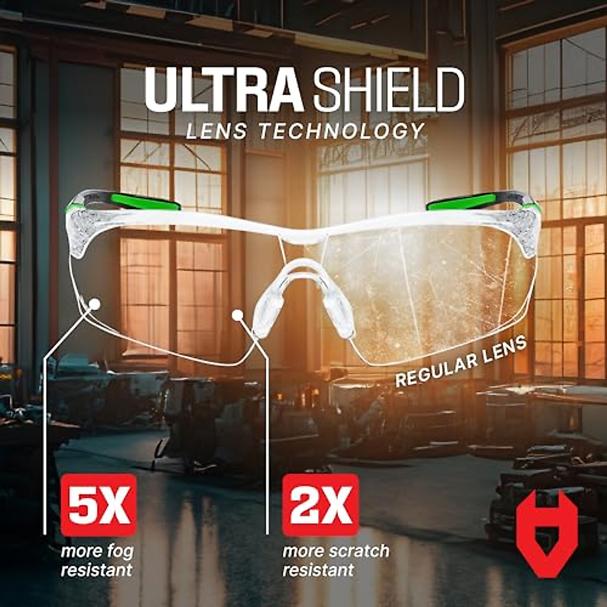 NoCry Clear Safety Glasses for Men and Women with Anti-Fog and Scratch Resistant Wrap Around Lenses, Adjustable Temples and Nose Pads — Certified ANSI Z87 Safety Glasses — 100% UV Protective Eyewear