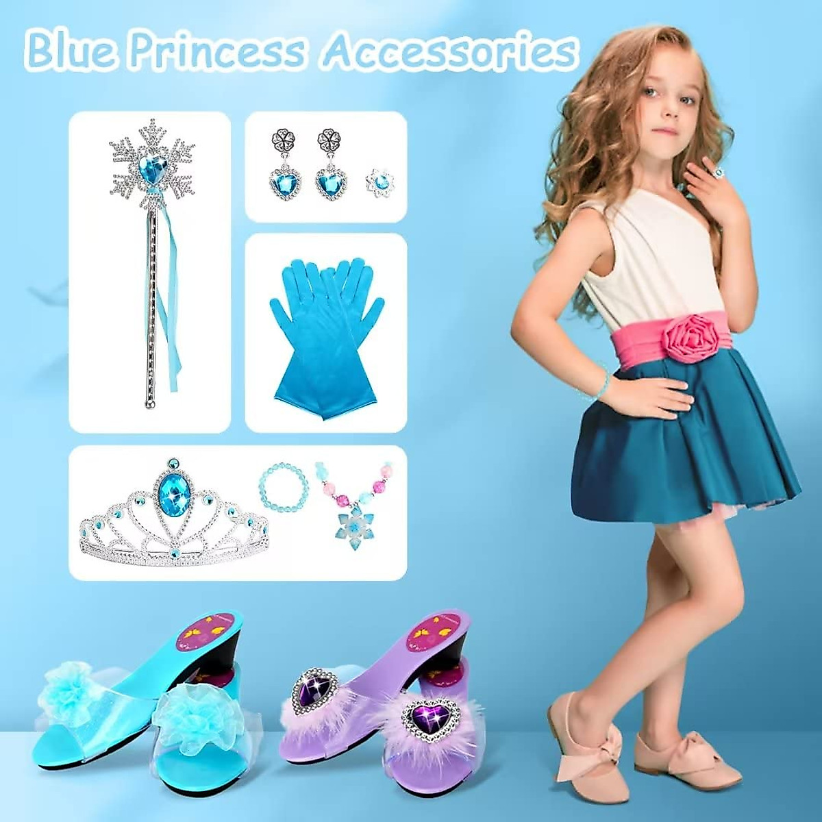 Princess Dress Up Girls Toys, Toddlers Pretend Play, Little Girls Role Play, Kids Jewelry, Princess Accessories Shoes, Girl Toys Age 3 4, Girls Gifts, Birthday Gifts for 3 4 Year Old Girls