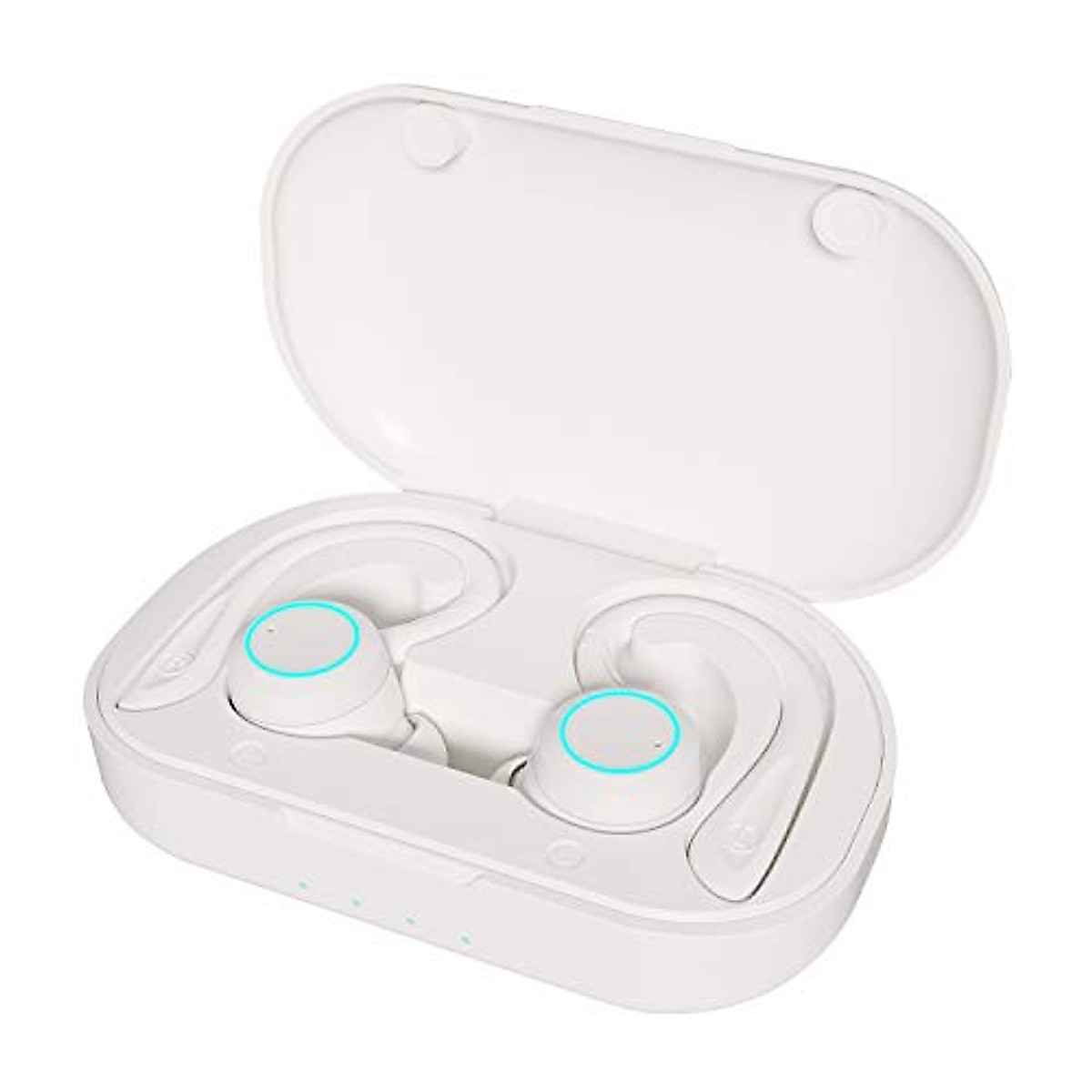 APEKX True Wireless Earphones with Charging Case IPX 7 Waterproof Over Ear Bluetooth Headphones Built-in Mic Deep Bass Headset for Sport Running - White