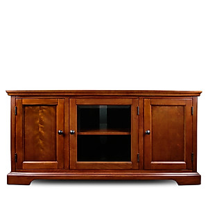 Leick Home 87350 Three Door TV Stand with Cabinet Storage for 55" TV's, Westwood Brown Cherry