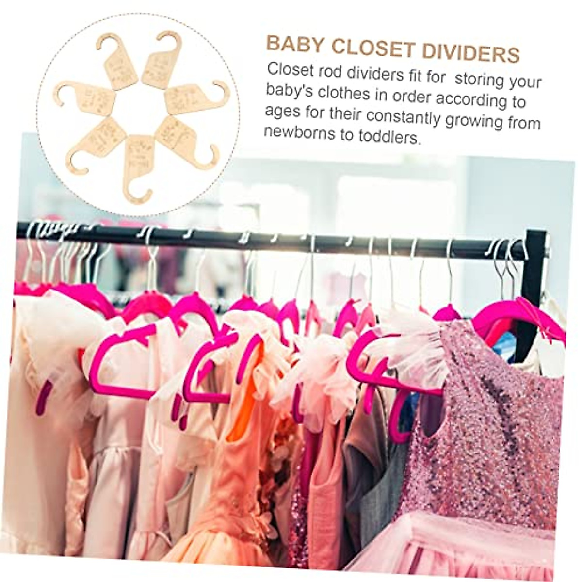 Alasum 7pcs Closet Wooden Divider Momma Baby Closet Babygirl Clothes Wooden Wardrobe Dividers Unisex Baby Closet Organizer Baby Girl Costume Clothes Organizers Baby Clothes Divider
