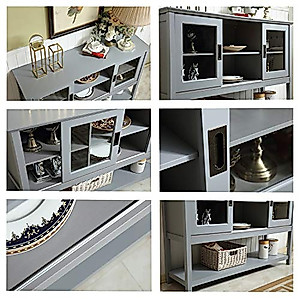 Mixcept 55" Modern and Contemporary Sideboard Buffet Cabinet Wood Console Table Storage Cabinet with Sliding Doors Kitchen Dining Room Furniture, Gray