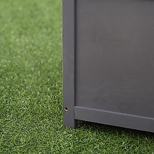 PawHut Furniture Style Wood Dog Crate End Table Decorative Dog Cage Kennel Lattice Night Stand with Lockable Door, Grey