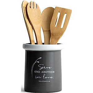 DaySpring - Serve One Another in Love - Ceramic Utensil Caddy (J8349)