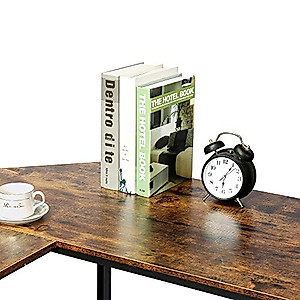 Wodeer L Shaped Computer Desk with Storage Shelves Corner Gaming Desk Writing Study Table Home Office Workstation Wood & Metal （Rustic Brown）