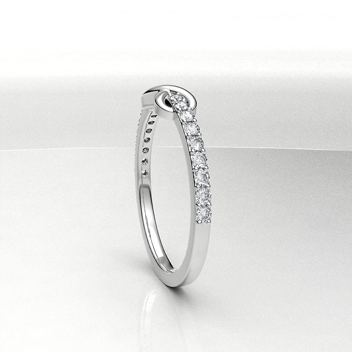 etneyjewels 0.14 Carat Round Cut Infinity Design Natural Diamond Wedding Band Ring For Women Set In 10Kt Solid White Gold Minimal Jewellery For Her (Clarity I1-I2 , Color Hi,7.5)