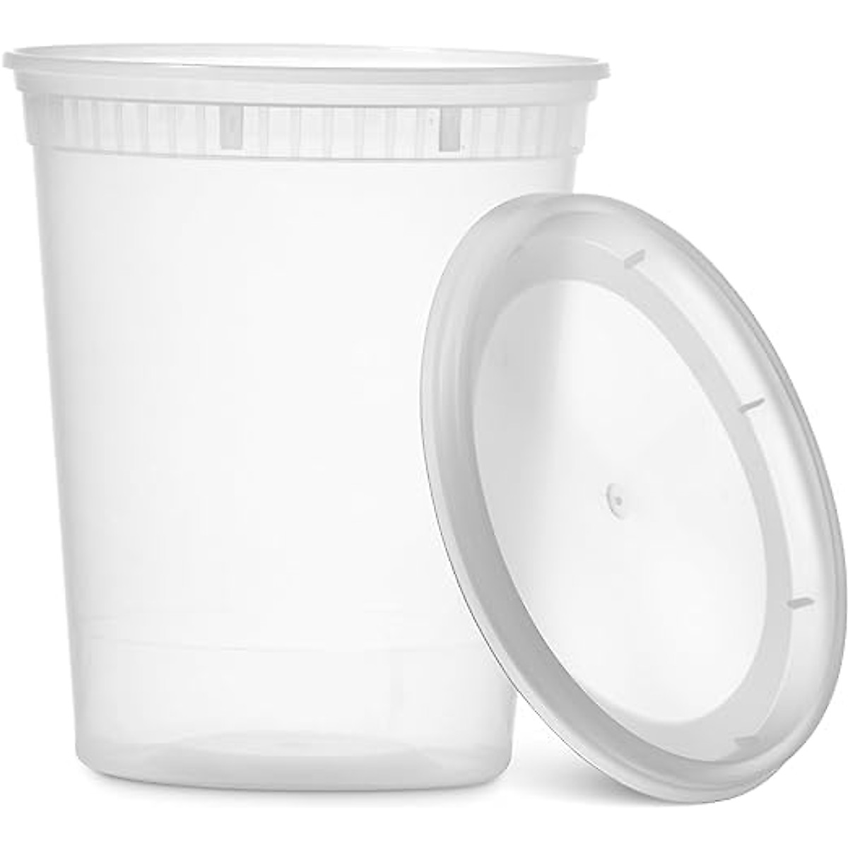 Generic 32oz Plastic Deli Container and lid combo (24 Sets) - Leakproof, Stackable, Recyclable, BPA Free, Microwavable, Freezer Safe, clear