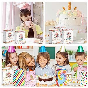 JOHOUSE 24PCS Tea Party Gift Bags, 5.5" x 2.8" x 8" Paper Bags Gift Bags Party Favor Bags Goodie Bags with Handles for Party Gifts Kids