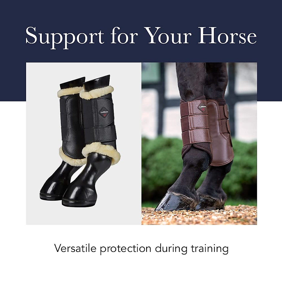 LeMieux Fleece Lined Brushing Horse Boots - Protective Gear and Training Equipment - Equine Boots, Wraps & Accessories (White - XLarge)