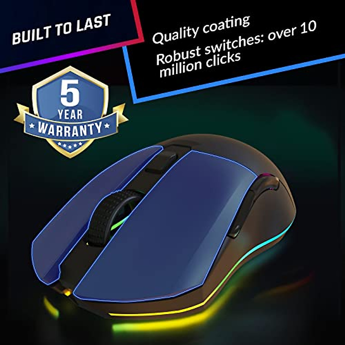 KLIM Blaze Pro Rechargeable Wireless Gaming Mouse with Charging Dock RGB - New Version 2024 - High-Precision Sensor and Long-Lasting Battery - Up to 6000 DPI - Great PC Gaming Mouse Wireless