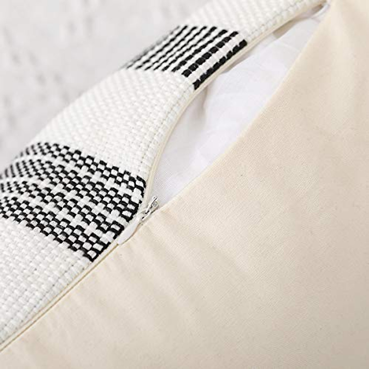 SEEKSEE Black and White Stripes Hand-Woven Rectangular Waist Throw Pillow Covers, Stylish Modern Minimalist Design for Sofa, Bedroom, Living Room(Lumbar 12 x 20 Inches,1PC)…