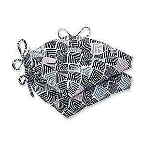 Pillow Perfect Outdoor/Indoor Belk Shadow Chair Pads, 15.5" x 16", Black, 2 Pack