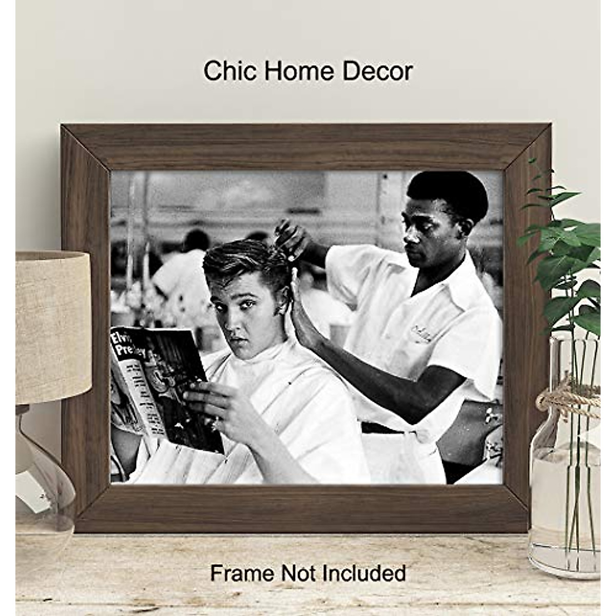 Vintage Elvis Photo, Wall Art Decor - Barbershop Haircut Photograph for Salon, Barber Shop, Bathroom, Living Room, Bedroom - Gift for Country Music, Graceland Fan, Hair Stylist - 8x10 Poster