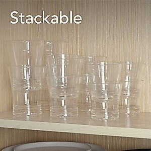 Arora Classic Clear Plastic Tumblers, Set of 4pcs x 16oz and 4pcs x 12oz