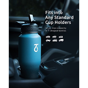 Trebo Water Bottle 32oz/64oz with Paracord Handle, Half Gallon Food-grade Double Wall Vacuum Stainless Steel Insulated Jug with Straw Spout Lids, Leakproof Keep Cold & Hot, Ombre: Indigo/Black