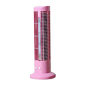 VKEKIEO Tower Fan with LED Light, Small Oscillating Quiet USB Desk Air Cooling Fan Lamp, Personal Vertical Bladeless Electric Air Conditioner Air Cooler for Home Office Bedroom (Pink)
