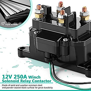 12V 250A Winch Solenoid Relay Contactor Thumb Truck for ATV UTV 2000-5000lbs Winch with 6 Protecting Caps - Ovsor