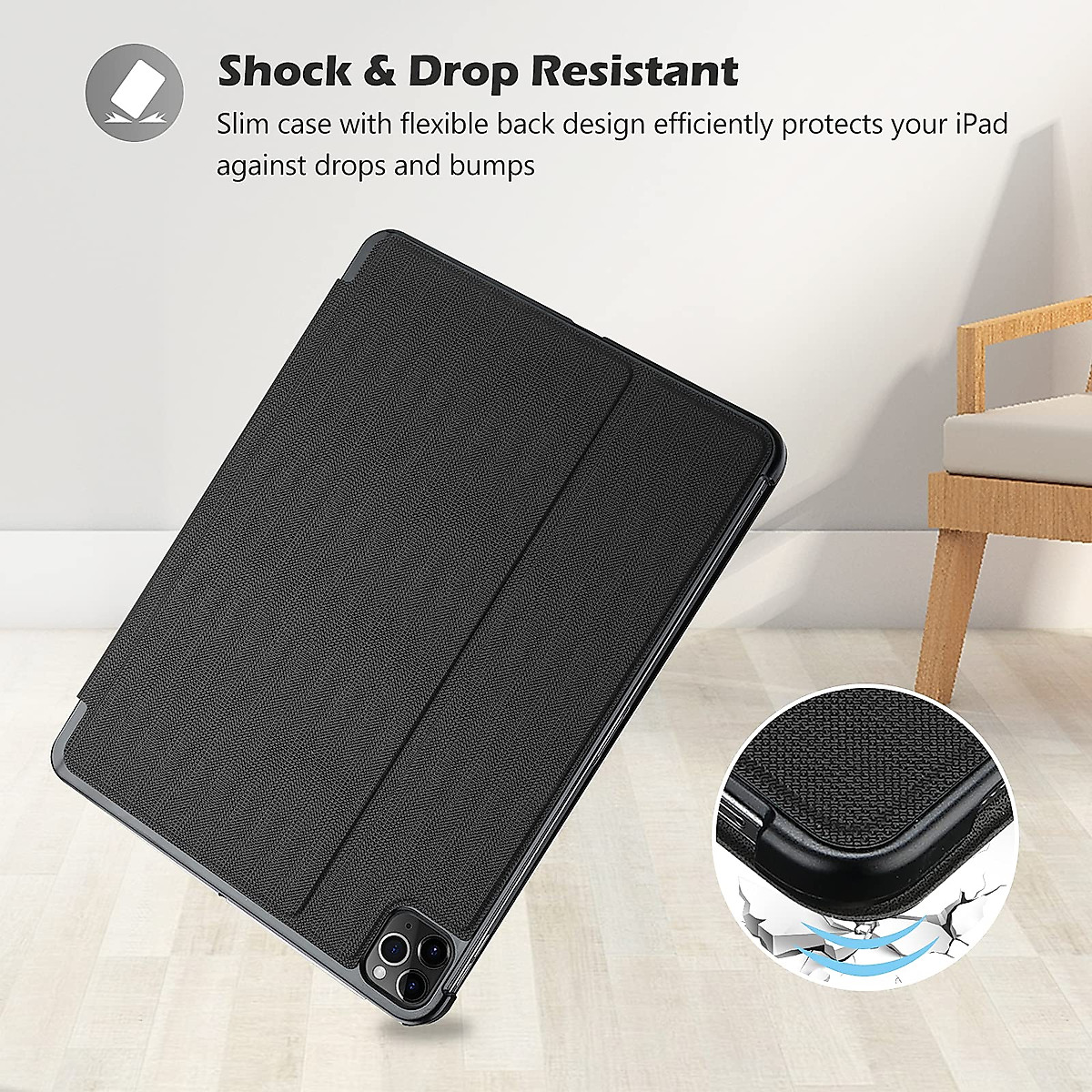 ProCase iPad Pro 11 Inch Case 2022 2021 2020 2018, Slim Stand Protective Folio Case Smart Cover for iPad Pro 11" 4th 3rd 2nd 1st Gen - Black