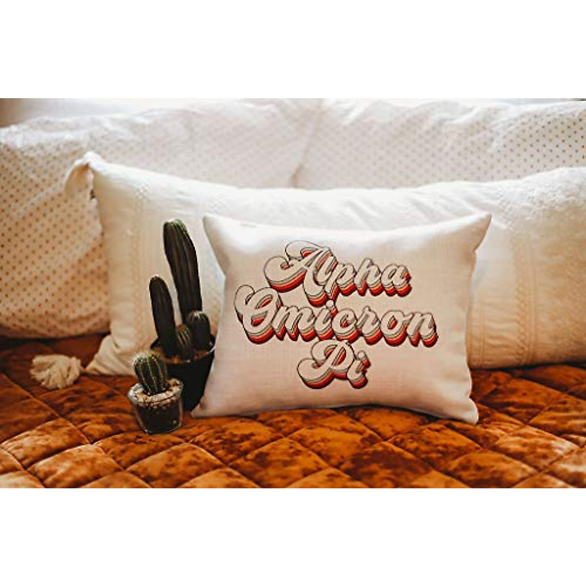 Sorority Shop Alpha Omicron Pi Pillow – Retro Design 12" x 16" Lumbar Pillow Sorority