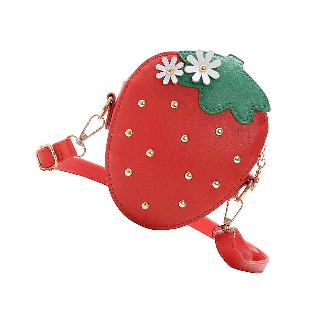 Amosfun Strawberry Shape Shoulder Mini Bag Novelty Cute Handbag Clutch Fruit Shaped Wallet Strawberry Coin Purse Crossbody Bag for Women Girl