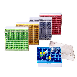 CryoKing 2in 81-Well PC Lab Freezer Box Cryo Boxes Cryogenic Storage Box, Assorted Colors Microtube Storage Box, Case of 20