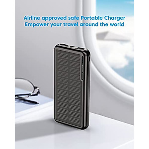 Anyzoo Solar Portable Charger 20000mAh, Power Bank with External Solar Battery Panels, Battery Pack with Dual inputs & Outputs Compatible with Cellphones