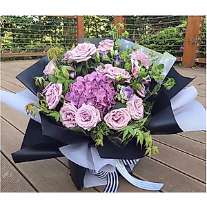 Rikyo 40 Counts Fresh Flowers Wrapping Paper,Wraps Waterproof Floral Wrapping Paper Sheets Fresh Flowers Bouquet Gift Packaging Korean Florist Supplies,Boundless 22 3/4 x 22 3/4 Inch (All Black)