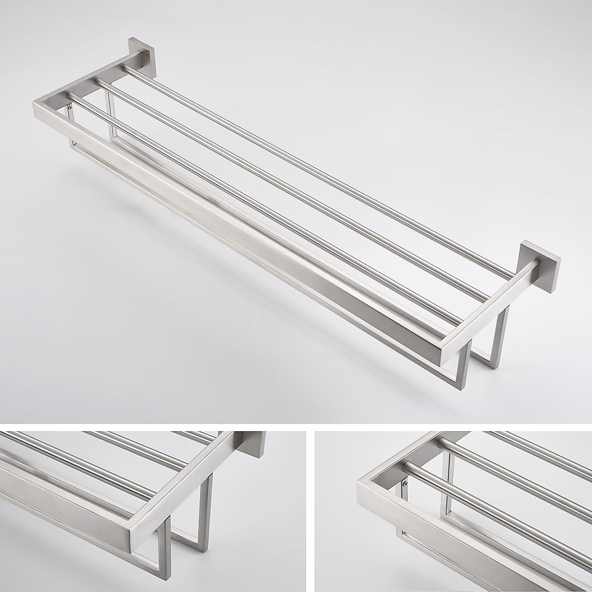 KOKOSIRI Towel Rack 32-Inch Bathroom Towel Shelves with Double Towel Bars SUS304 Stainless Steel Wall Mounted, Brushed Nickel B6003BR-L32