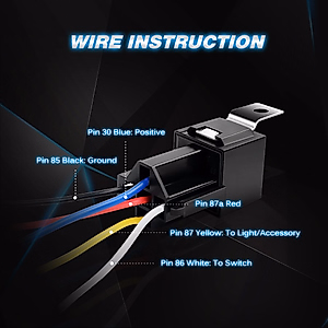 Nilight 50003R Automotive Set 5-Pin 30/40A 12V SPDT with Interlocking Relay Socket and Wiring Harness-5 Pack, 2 Years Warranty