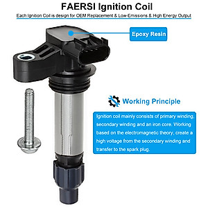 FAERSI Ignition Coil Replacement for Buick Enclave Cadillac CTS GMC Acadia Chevy Camaro Malibu Impala Traverse Pontiac Saab Saturn Outlook Suzuki, Replaces# GN10494 D515C UF569 C1555