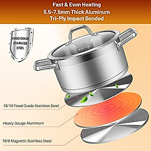 Duxtop Professional Stainless Steel Pots and Pans Set, 17PC Induction Cookware Set, Impact-bonded Technology