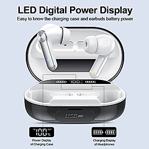 Wekily Wireless Earbuds, Bluetooth 5.3 Headphones with LED Digital Display 108 Hrs Playtime, Hi-Fi Stereo, IPX7 Waterproof Wireless Earphones with 4-Micphone for Gym/Sport, Starlight