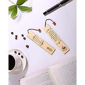 Donxote Bookmark Set of 2, Inspirational Bookmarks for Book Lovers, Natural Wooden Carving Art Philosophy Book Mark, is A Unique Valentines Gift for Students, Men, Women and Kids
