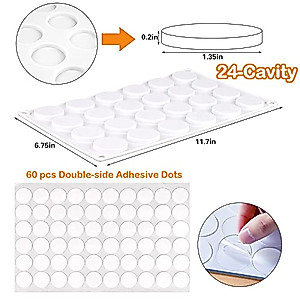 Silicone Wax Seal Mat, Pad for Wax Seal Stamp, DOSTK 24-Cavity Wax Sealing Mat with 60Pcs Removable Sticky Dots for DIY Craft Adhesive Waxing