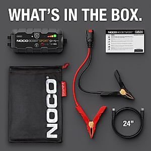 NOCO Boost Sport GB20 500A UltraSafe Car Battery Jump Starter, 12V Battery Pack, Battery Booster, Jump Box, Portable Charger and Jumper Cables for 4.0L Gasoline Engines