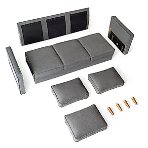 Mellow HANA Modern Linen Fabric Sofa Couch with Armrest Pockets, Dark Heather Grey