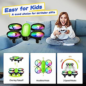 Tomzon A23 Mini Drone for Kids with LEDs, Kids Drone with High Speed Rotation, Throw to Go and 3D Flip, Toy Drone with Circle Fly, Headless Mode, 3 Speeds, 2 Batteries