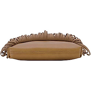 B BRENTANO Vegan Fringed Crossbody Bag with Studs (Mustard)