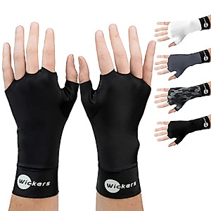 Wickers Fingerless Athletic Gloves Liners Men (Medium Black) - Sport Gloves Liner, Lacrosse Glove Liners, Ski Glove Liners, Thin Glove Liners Men, Pickleball Gloves Liner, Hockey Gloves Liners
