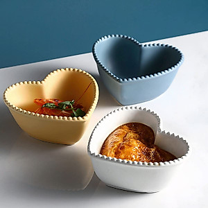 BESTonZON Heart Shaped Dish Heart Shaped Bowl pasta bowl ceramic fruit bowl sauce bowl Ceramic Heart Bowl Small Dipping Bowls
