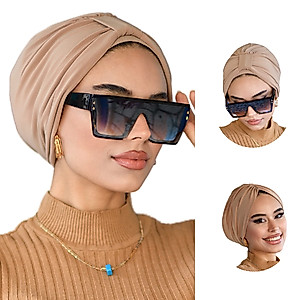 Turbans With Band For Women|Hair Wraps|Hijab Undercap-Instant Hijab-Hijab Cap (Caramel)