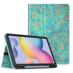 Fintie Folio Case for Samsung Galaxy Tab S6 Lite 10.4 Inch 2024/2022/2020 with S Pen Holder, Soft TPU Back Slim Fit Cover Auto Sleep/Wake, Shades of Blue