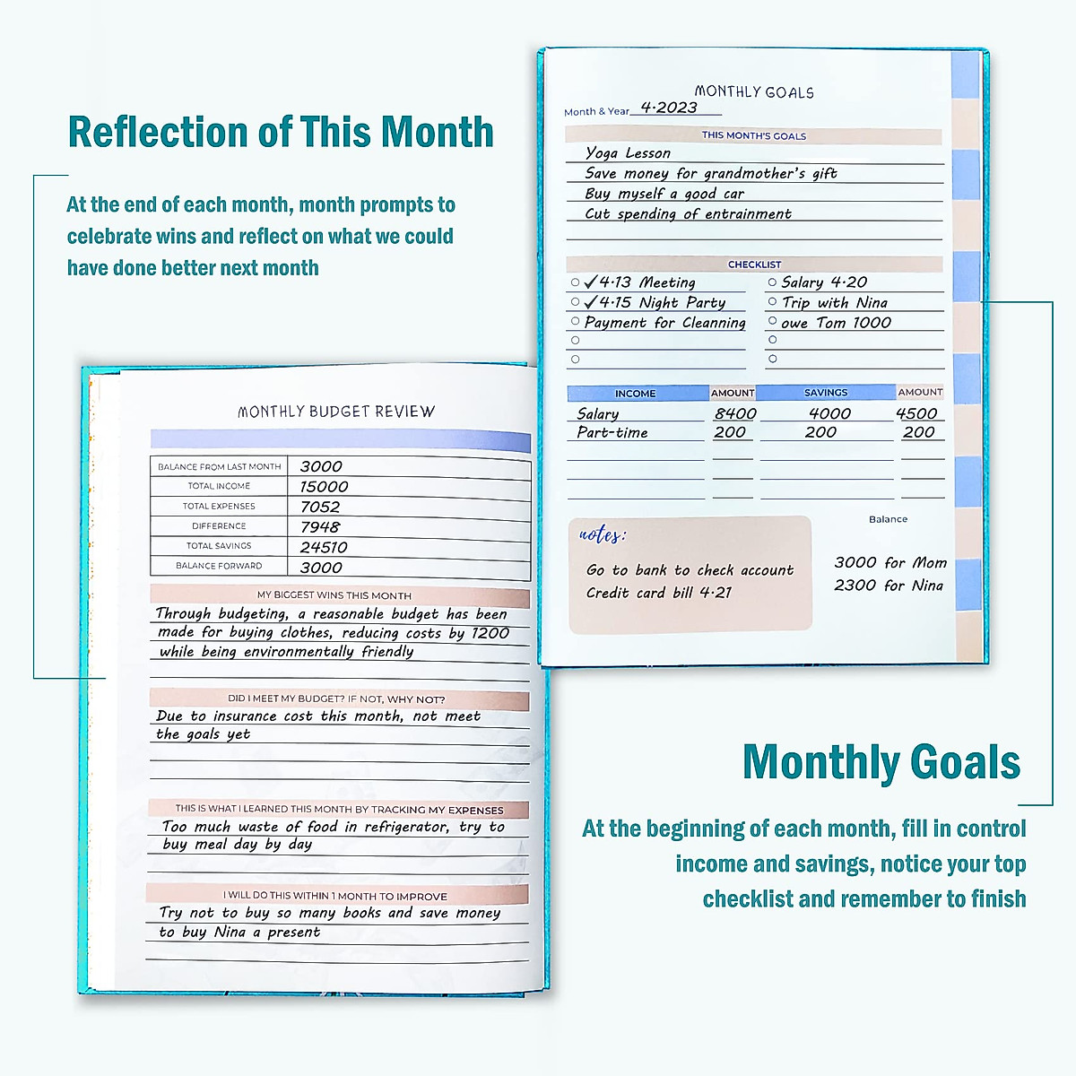 Budget Planner, Monthly Accounts Book and Bill Tracker, Undated Financial Organizer, Expense Tracker Notebook with Storage Pocket, Manage Optimize Your Finance, 7" x 10"