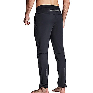 Souke Sports Men's Winter Cycling Pants, Windproof Fleece Thermal Bike Pants, Breathable Athletic Sweatpants for Running (Black, XLarge)