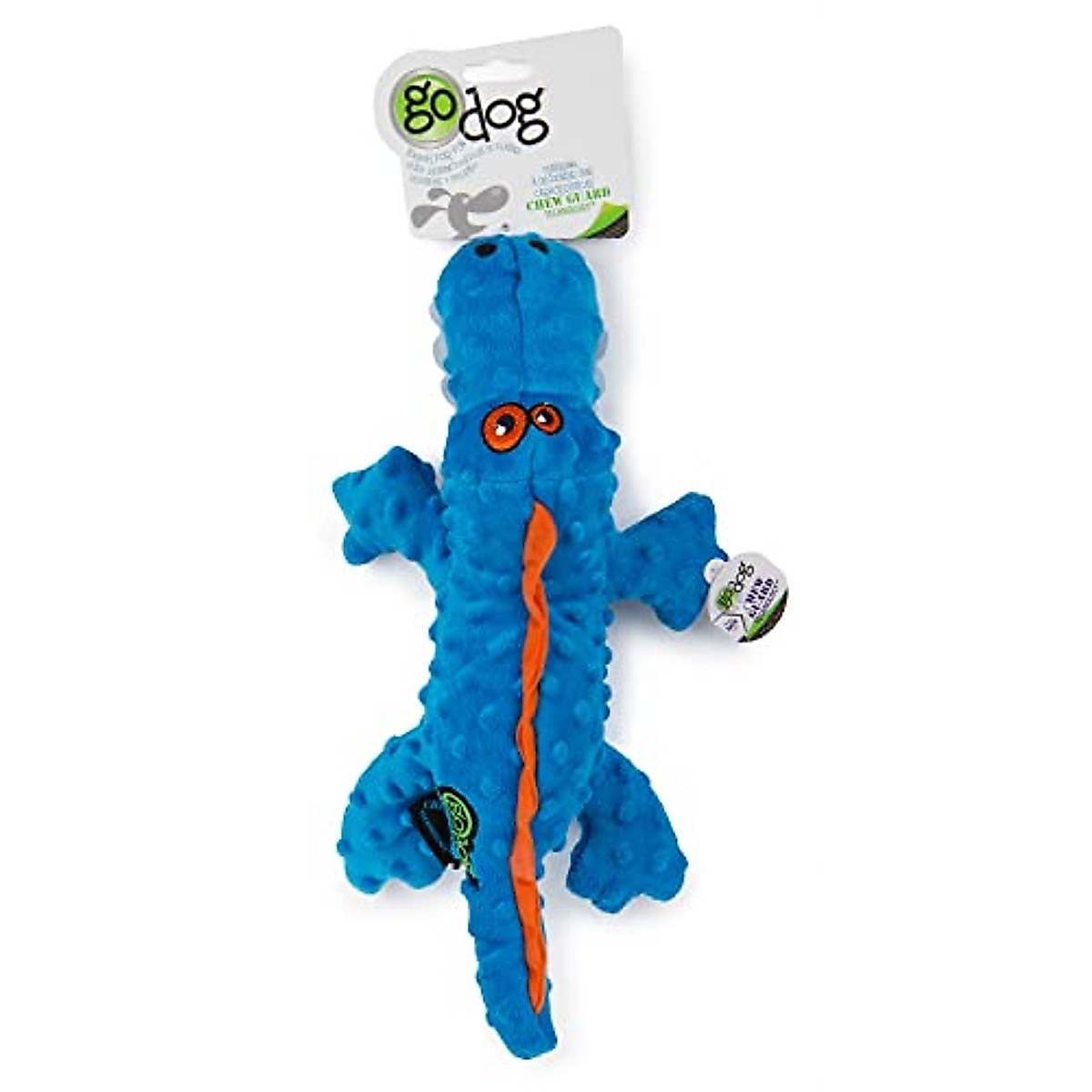 goDog Gators With Chew Guard Technology Tough Plush Dog Toy, Blue, Large (774019)
