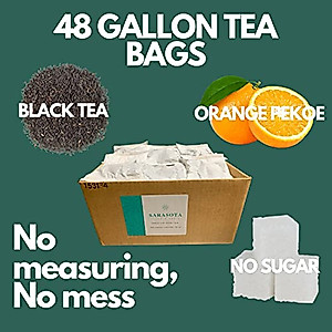 Sarasota Tea, Gallon Tea Bags, Gourmet Black Iced Tea Bags, 1 Gallon Iced Tea Bags, (48 Count)