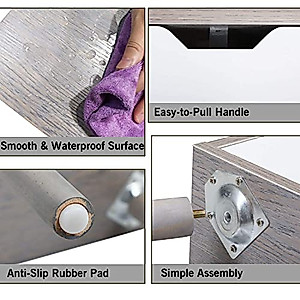 JAXPETY Nightstands Set of 2, Night Stand with Drawers, Bedside Tables with Solid Wood Legs and Large Storage Space, End Table, Side Table, for Bedroom, Light Grey